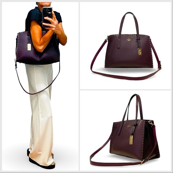 Coach | Bags | Coach Border Rivets Charlie Carryall In Oxblood Pebble ...